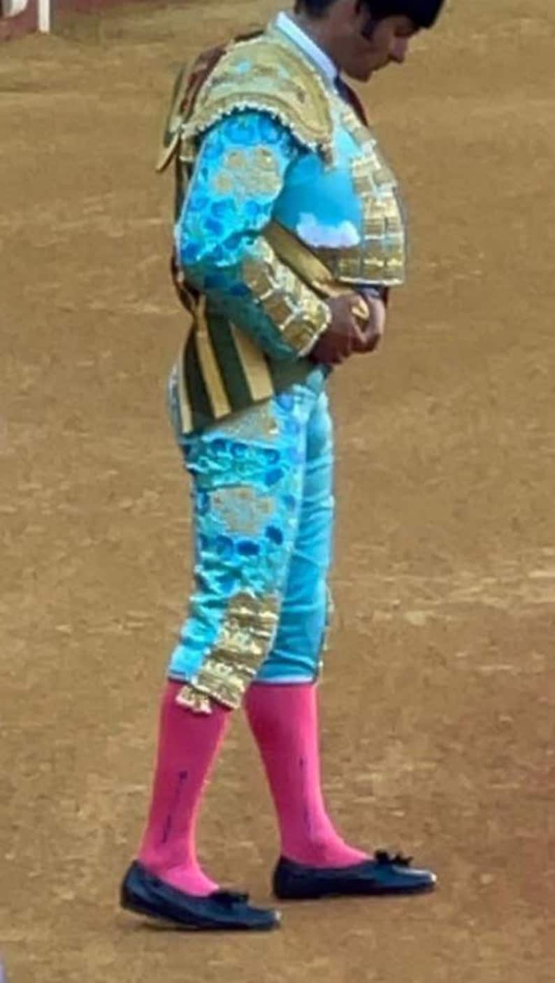 Men's Hand-embroidered Matador Suit Turquoise & Gold Traje De Luces ...