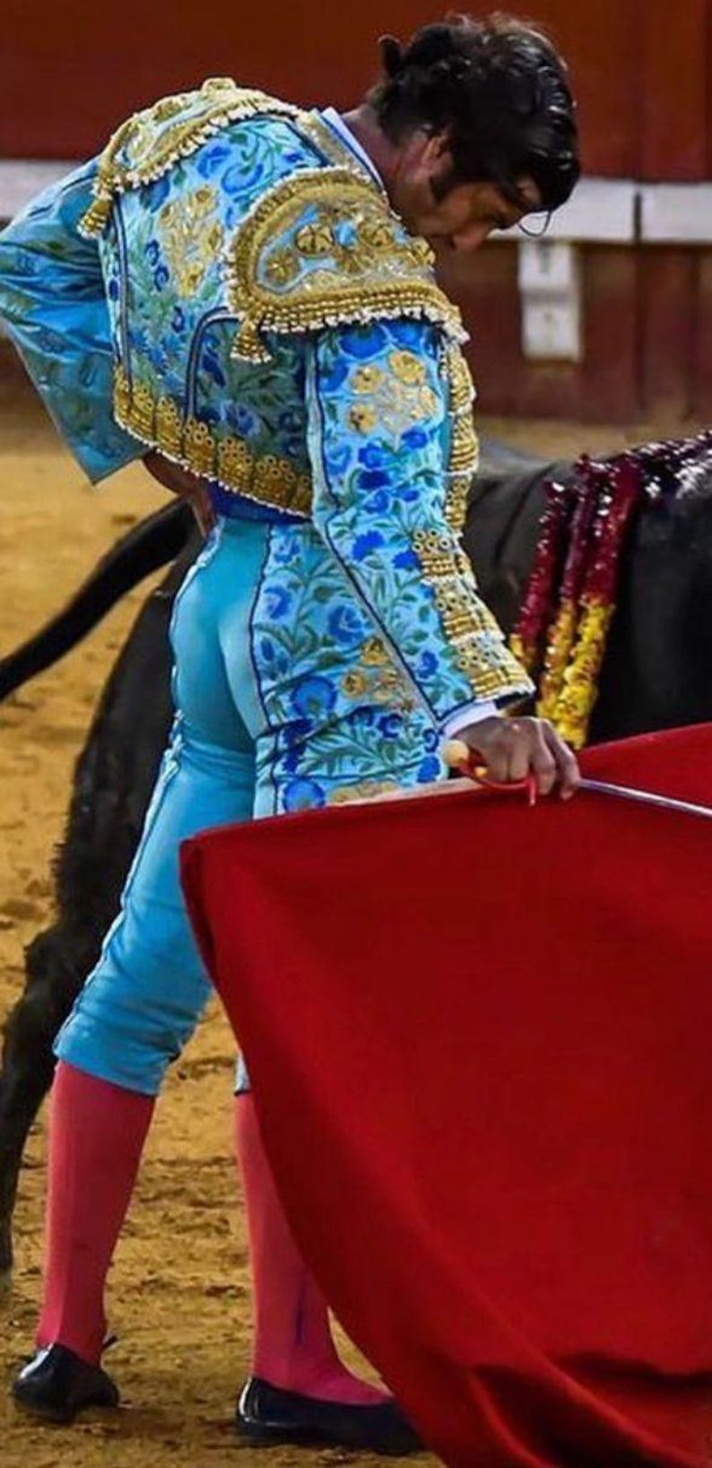 Men's Hand-embroidered Matador Suit Turquoise & Gold Traje De Luces ...