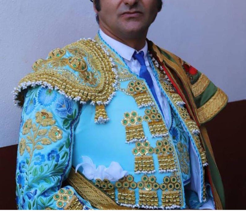 Men's Hand-embroidered Matador Suit Turquoise & Gold Traje De Luces ...