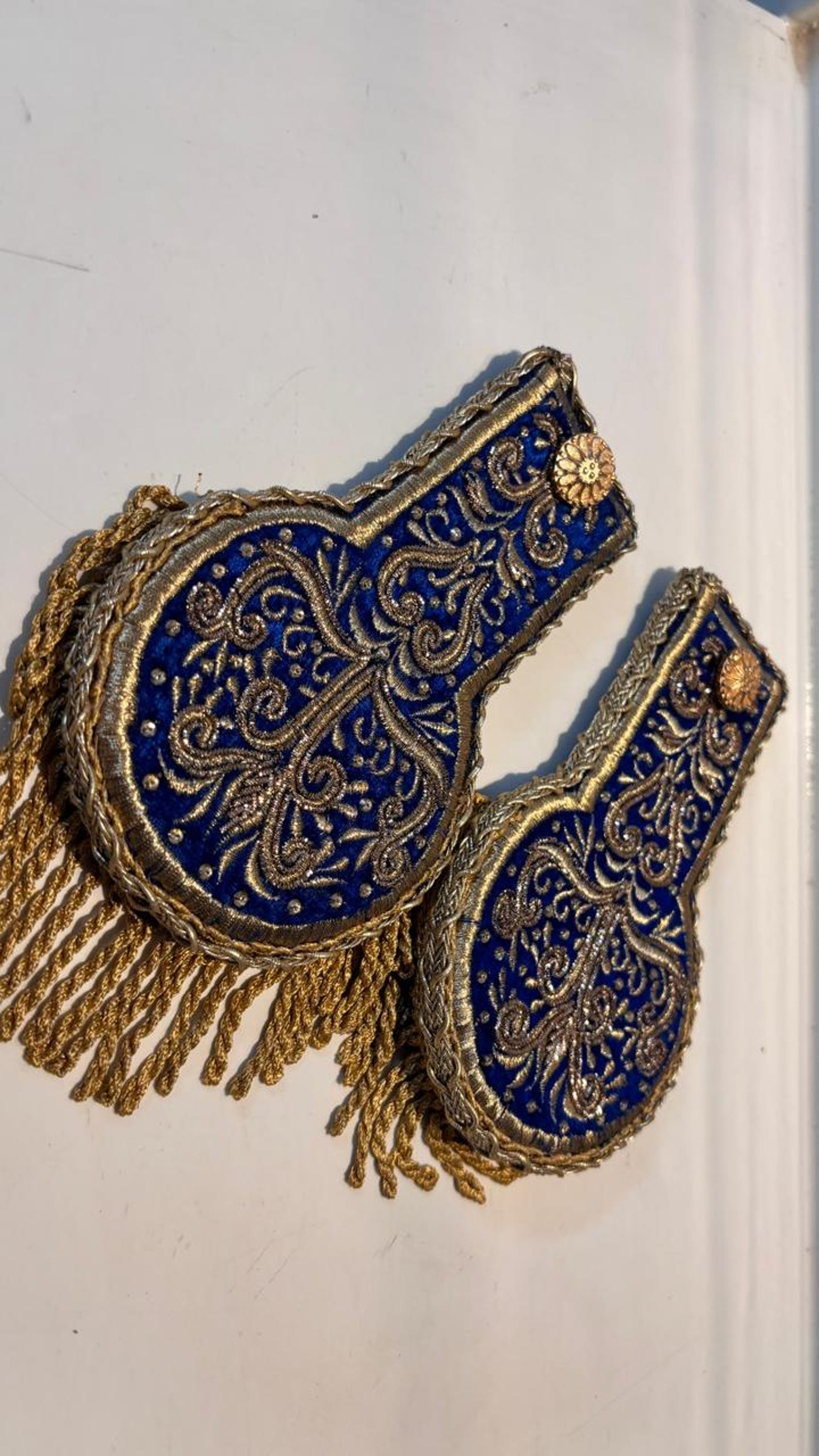 Hand Embroidered Silver Epaulettes Navy Blue & Golden Shoulder Armor ...