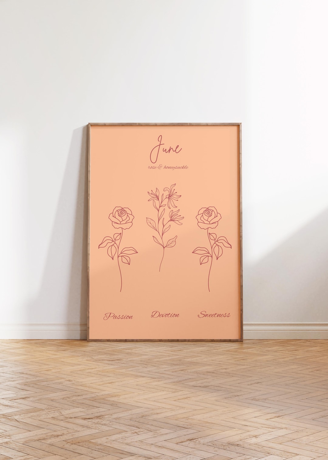 Personalised Birth Flower Wall Art. June Birth Flower Print. Minimalist ...