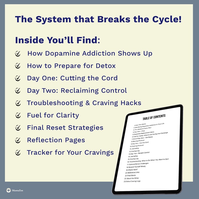 Dopamine Detox Challenge, A Weekend Guide to Break Habits • Printable ...