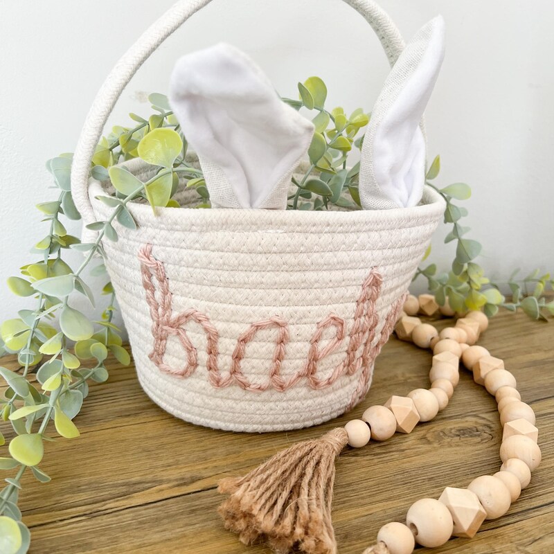 Embroidered Rope Baskets - Etsy