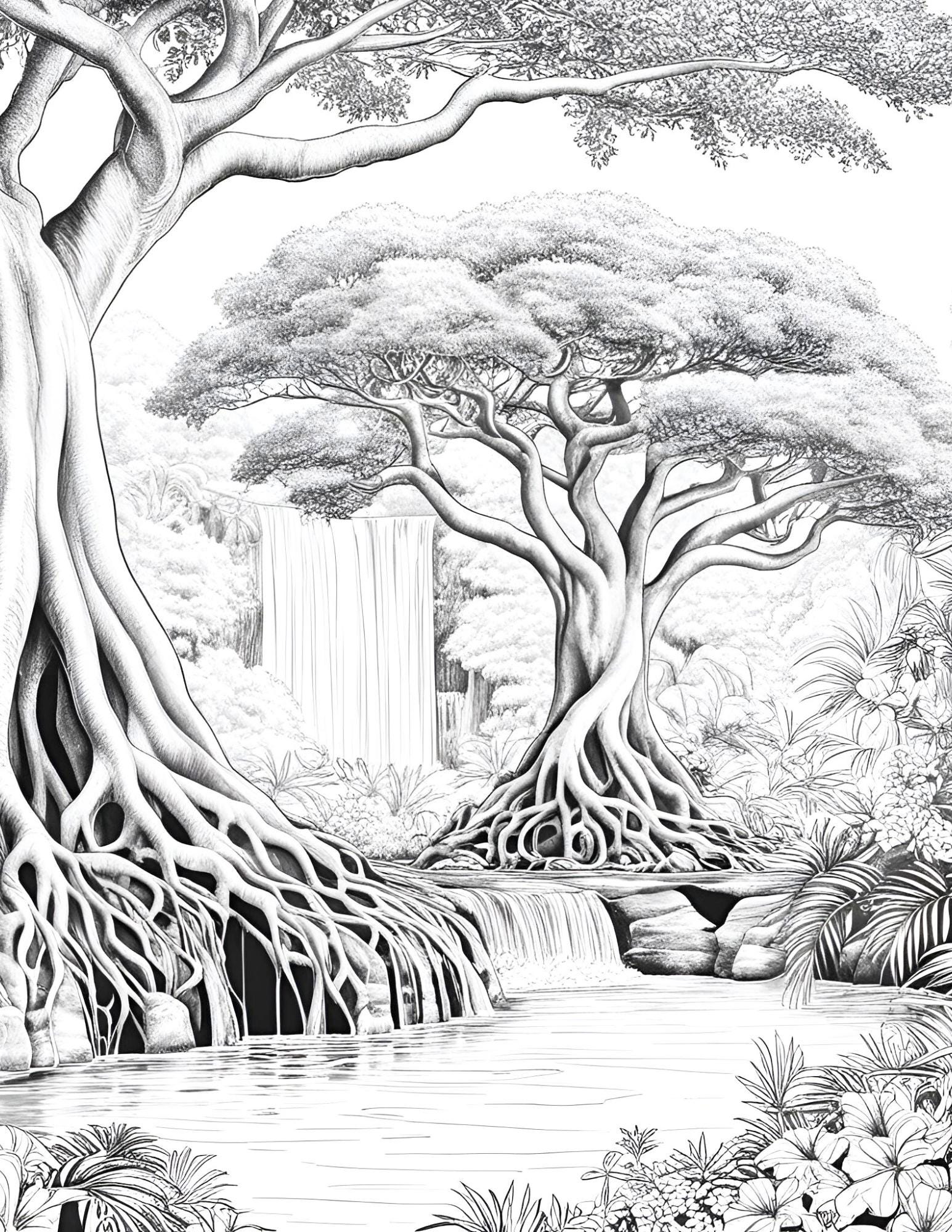 25 Nature Scenes Coloring Pages - Etsy