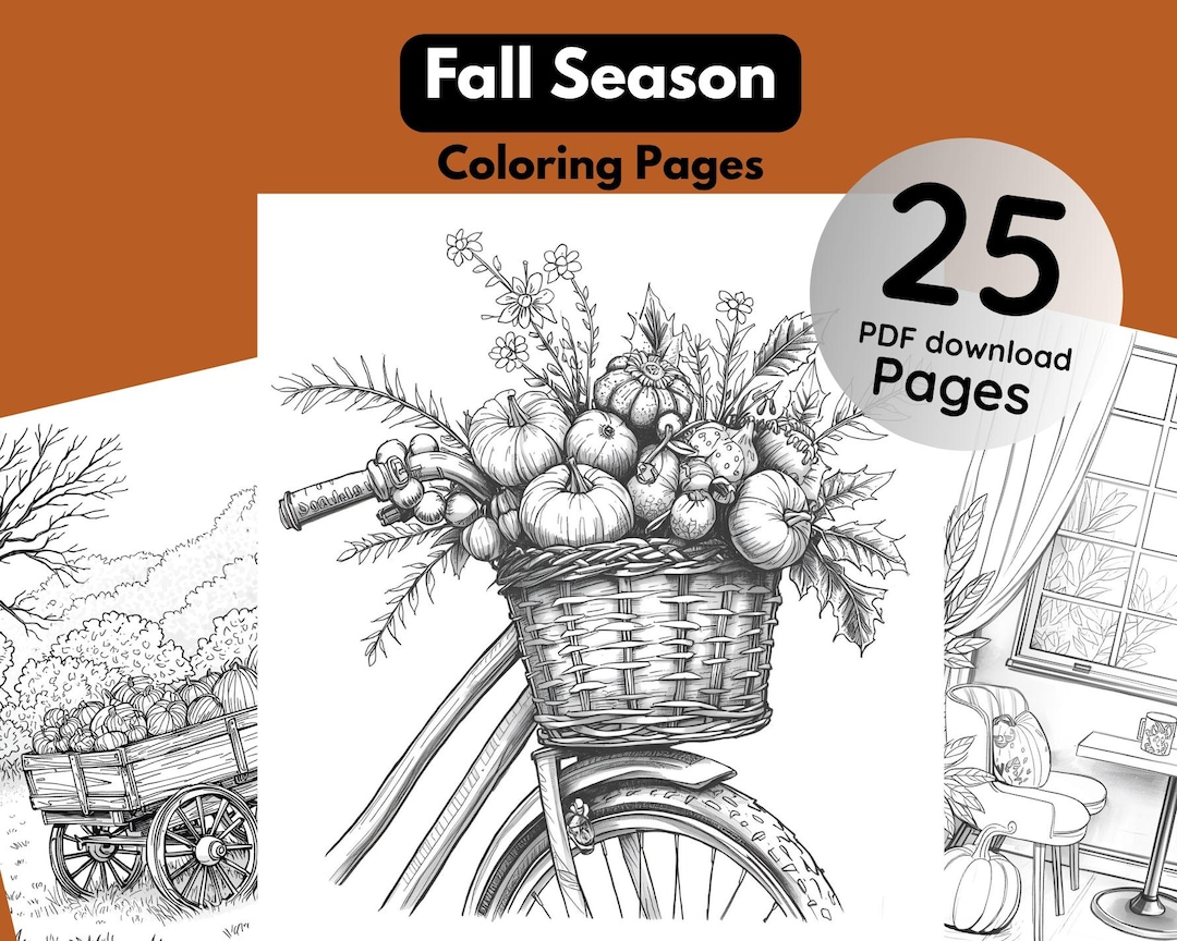 25 Fall Season Coloring Pages | Fantasy Coloring Sheets | Instant ...
