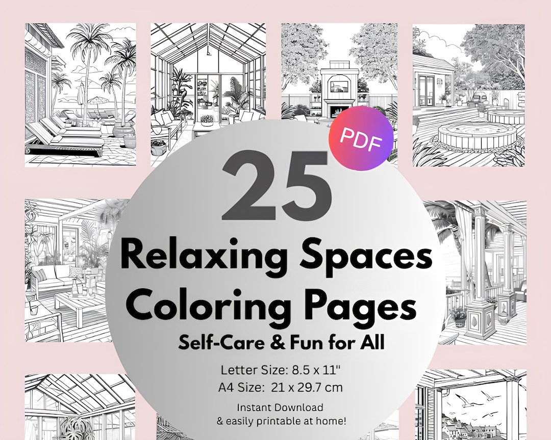 25 Relaxing Spaces Coloring Pages | Fantasy Coloring Sheets | Instant ...