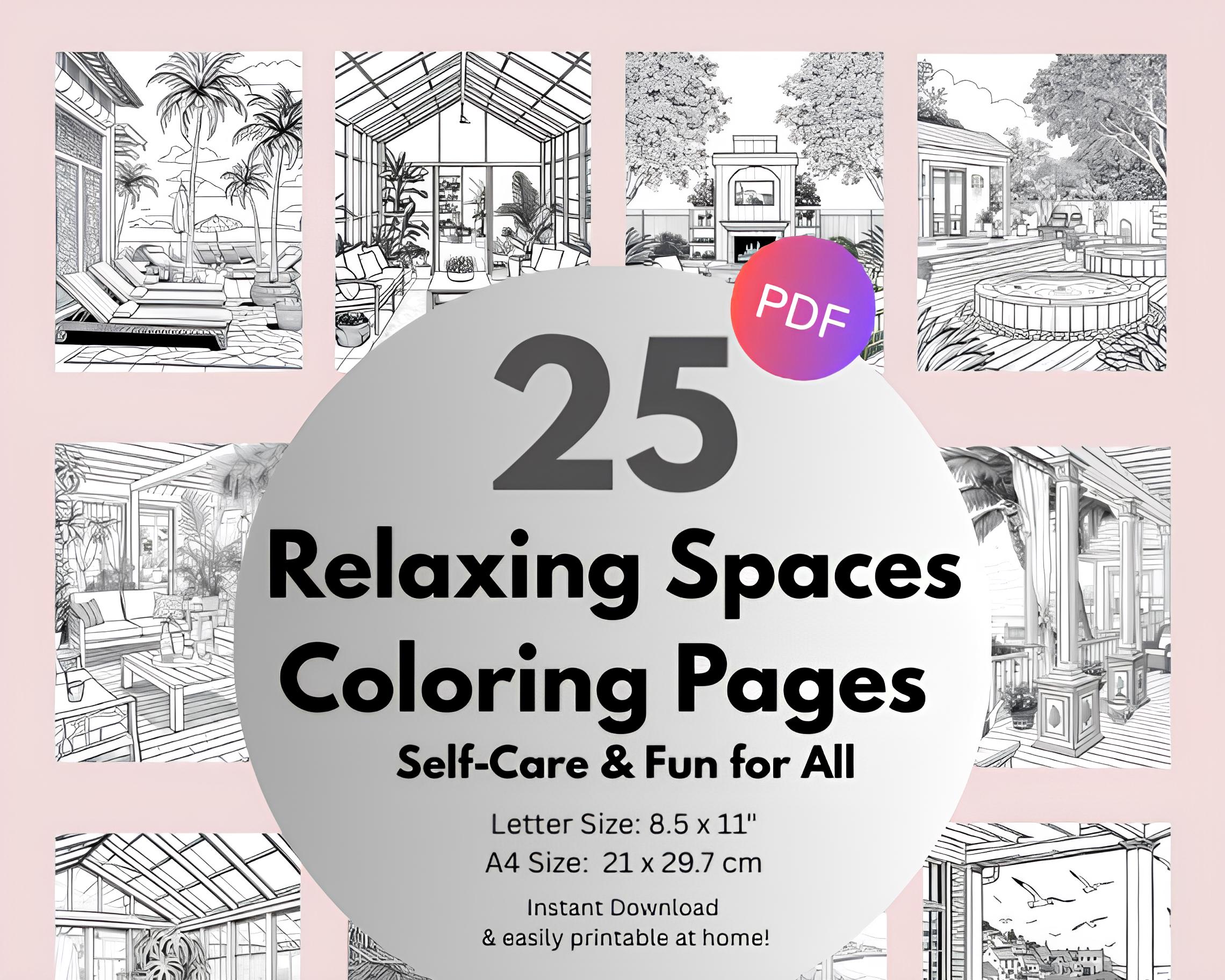 25 Relaxing Spaces Coloring Pages - Etsy