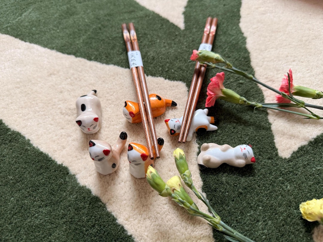 Kawaii Cat Chopstick Rest: Handmade Ceramic Kitty Holder - Etsy