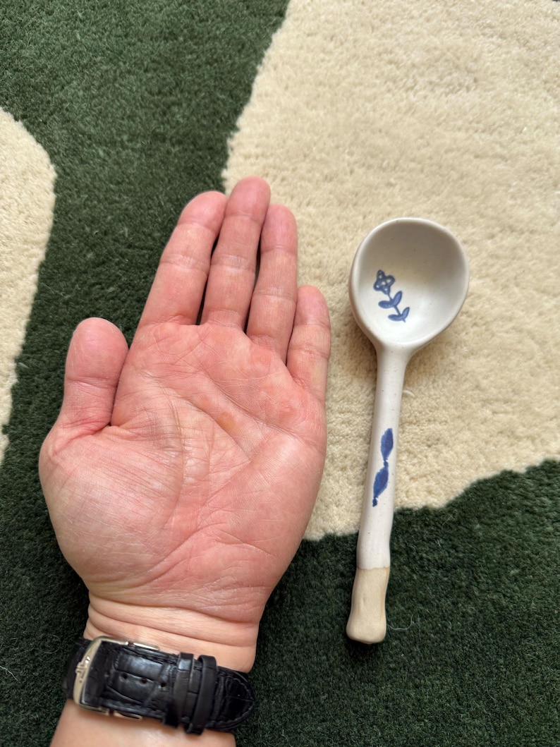 100% Real Photo Handmade Ceramic, Aesthetic Floral Spoon, Hand Painted ...