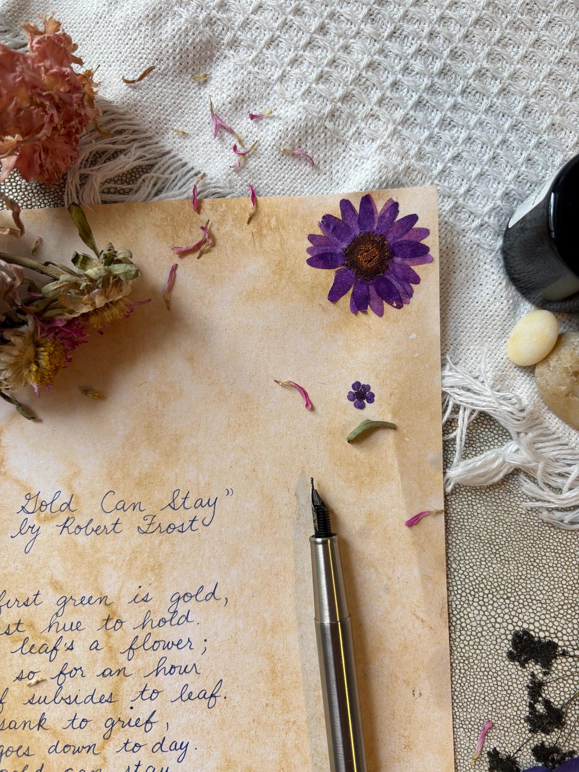 Custom Handwritten Letter With Dried Flowers: Romantic Valentines Gift ...