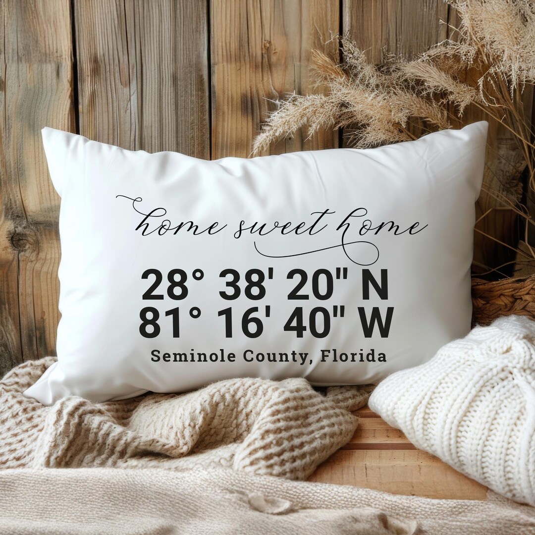 Personalized Coordinate Pillow, Custom GPS Location, New Home Gift for ...