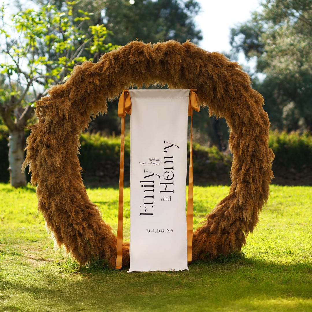 Custom Minimal Welcome Sign, Personalized Linen Wedding Sign, Fabric ...