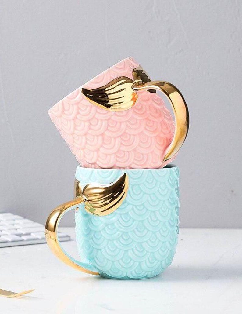 Mermaid Mug – Gold Handle, Gift for Ocean Lovers - Etsy