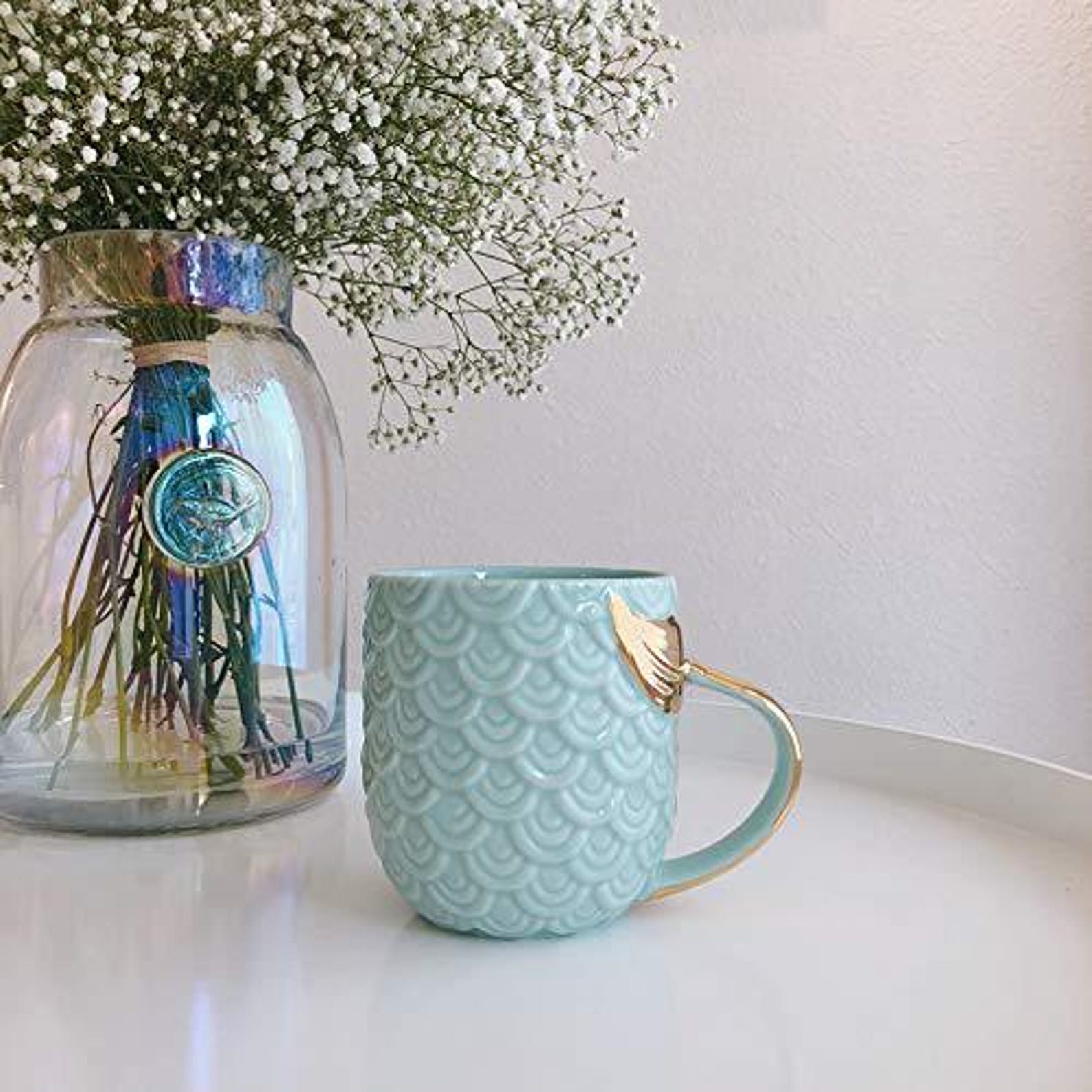 Mermaid Mug – Gold Handle, Gift for Ocean Lovers - Etsy