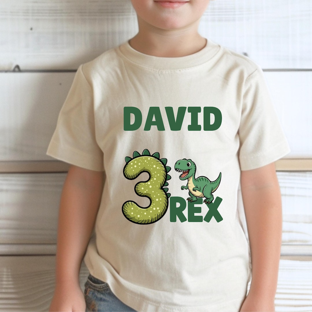 Personalized Three Rex Dinosaur Birthday Shirts, Matching Family 3 Rex ...