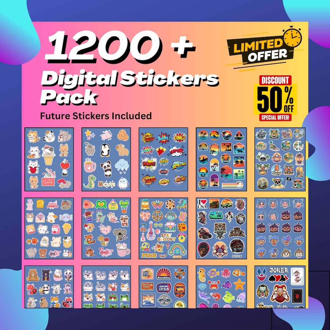 1200+ Digital Stickers Pack: Goodnotes & iPad (PNG Download) - Etsy