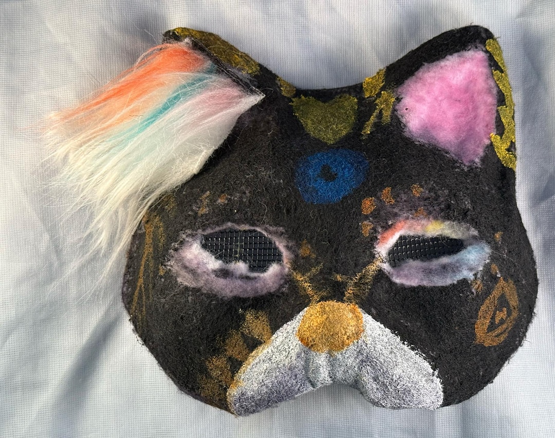 Black Cat Therian Hand-painted Mask - Etsy