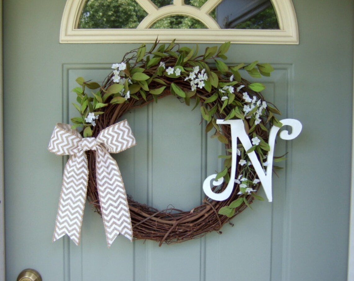 Monogrammed Wreath Summer Wreath Fall Wreath Wreath With - Etsy