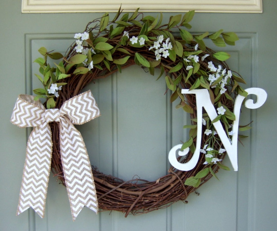 Monogrammed Wreath - Summer Wreath - Fall Wreath - Wreath With Monogram ...
