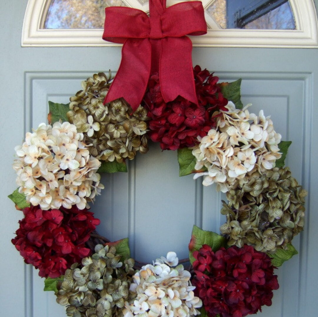 Christmas Wreath - Holiday Wreath - Christmas Hydrangea Wreath - Etsy