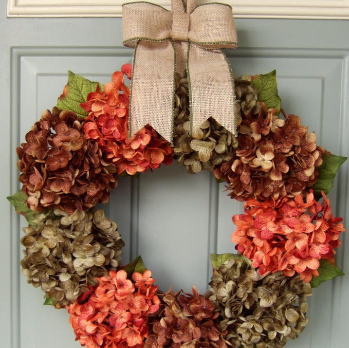 Fall Wreath Fall Hydrangea Wreath Fall Hydrangea Door | Etsy