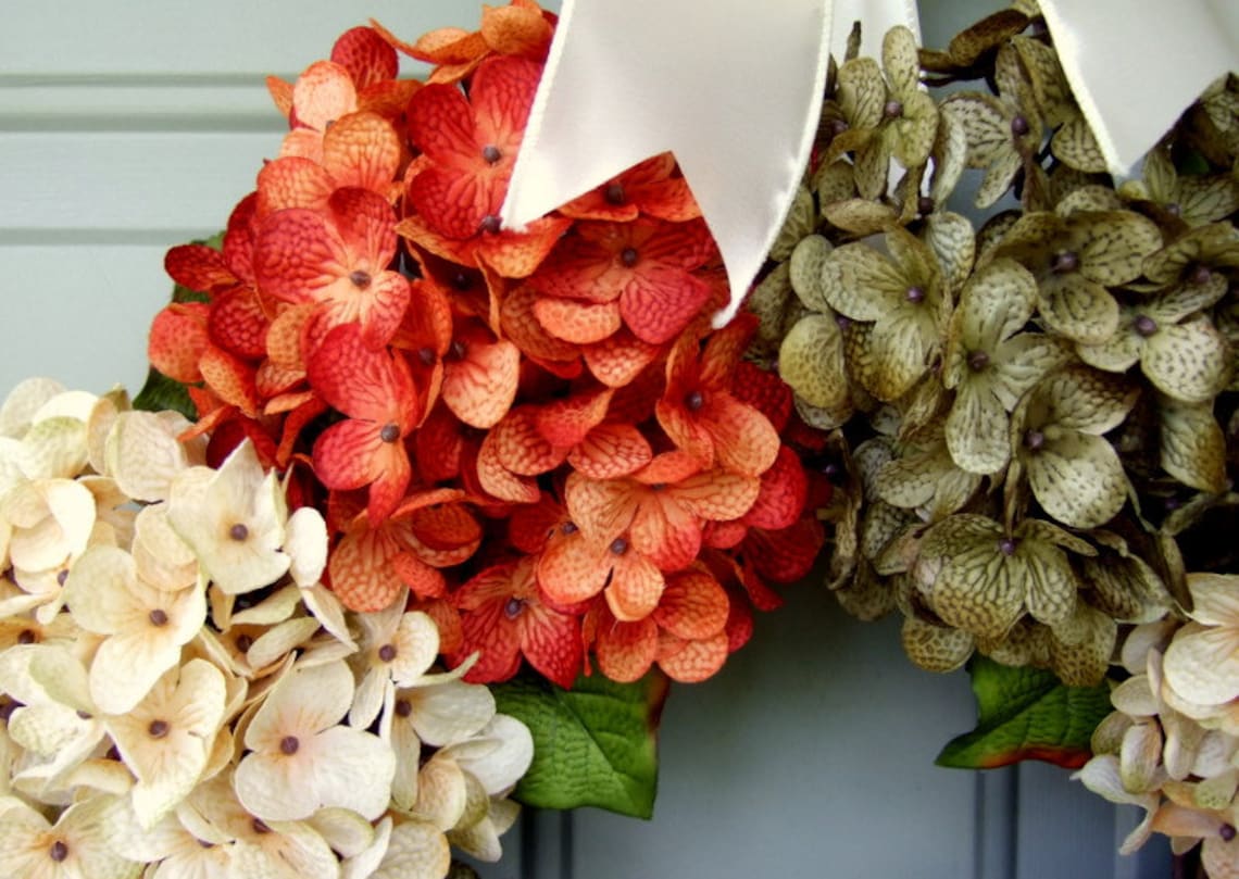 Fall Wreath Fall Hydrangea Wreath Fall Hydrangea Door - Etsy