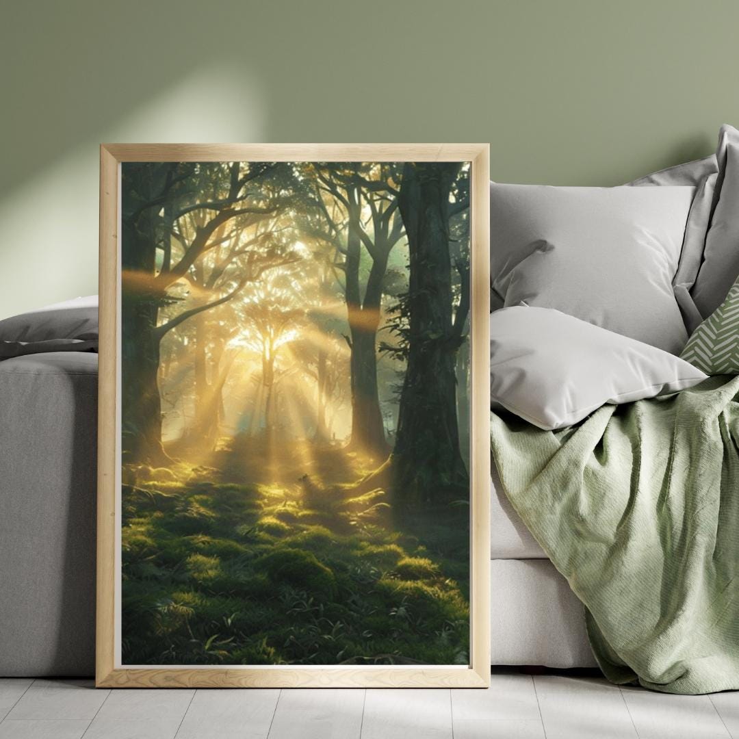 Sun Drenched Forest Wall Art-peaceful Nature Printable for Calm Rustic ...
