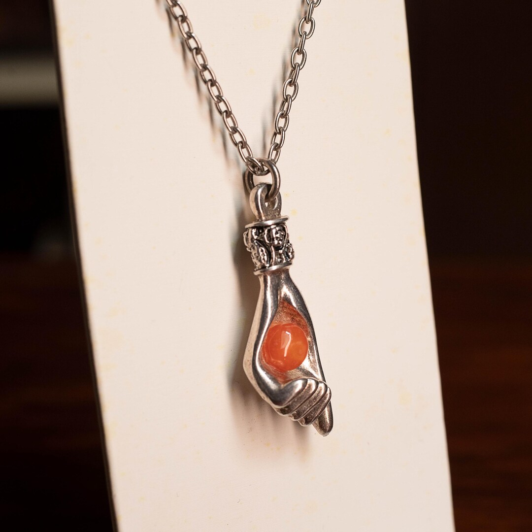 Vintage Hamsa Hand of Fatima Silver Tone Pendant Holding Red Carnelian Stone, Evil Eye Chain ...
