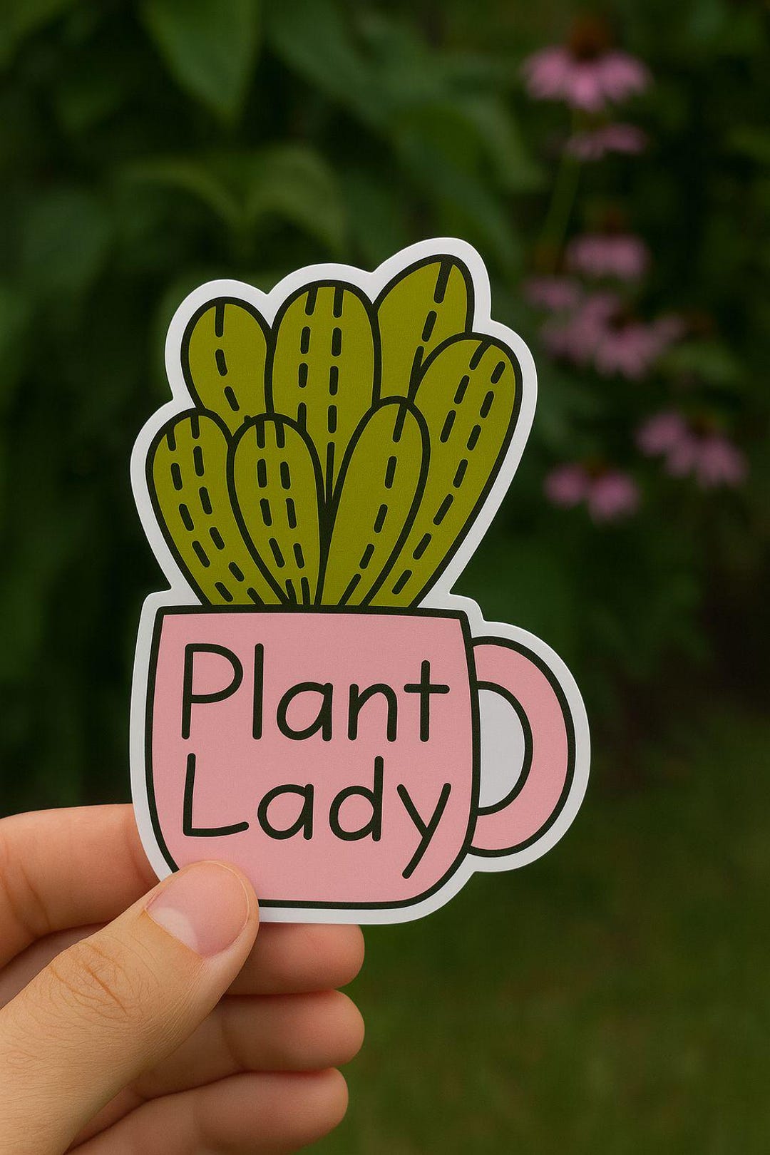 Plant Lady Sticker – Cute Cactus Mug Vinyl Sticker for Plant Lovers ...