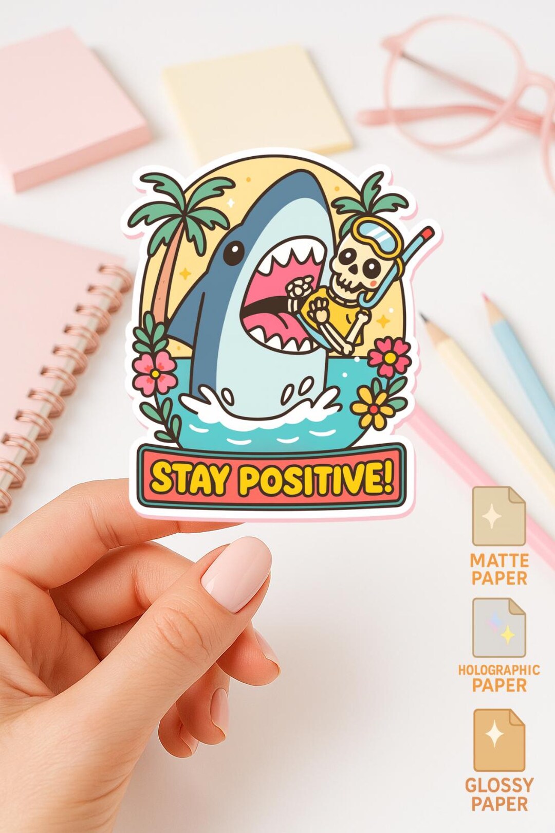 Stay Positive Shark Sticker – Funny Dark Humor Vinyl Decal - Etsy
