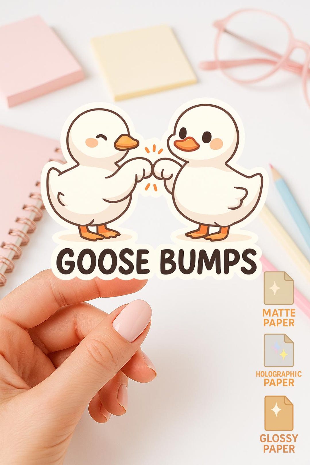 Goose Bumps Sticker, Funny Animal Pun, Kawaii Vinyl Decal - Etsy