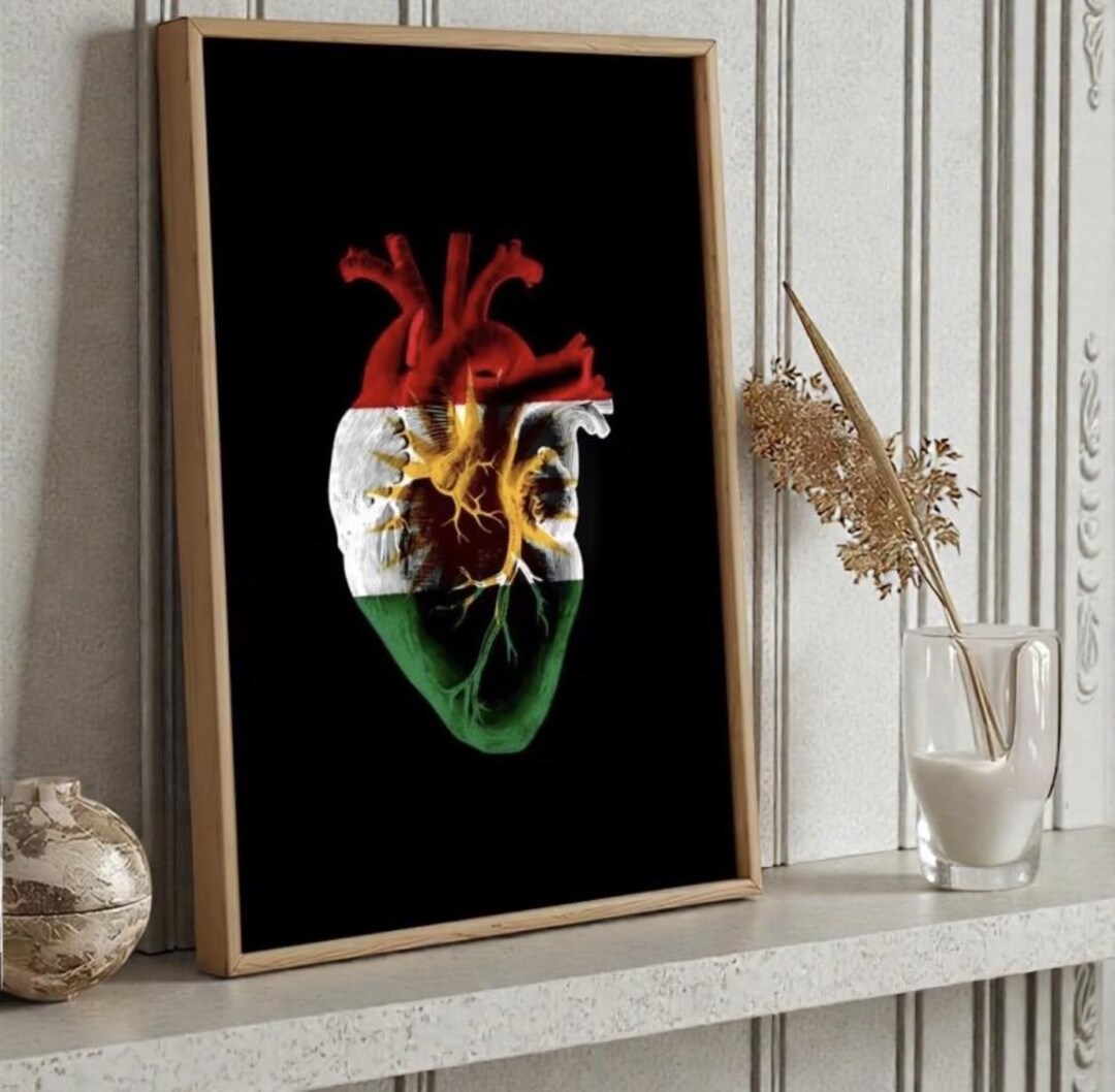 Free Kurdistan Poster – Anatomical Heart, Traditional Kurdish Art ...