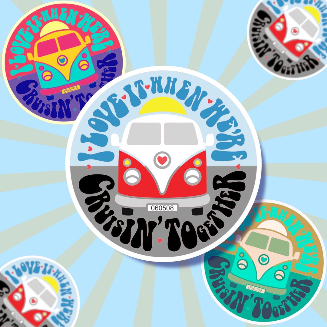 VW Bus Cruisin’ Together Sticker – Vintage Road Trip Vibes - Etsy