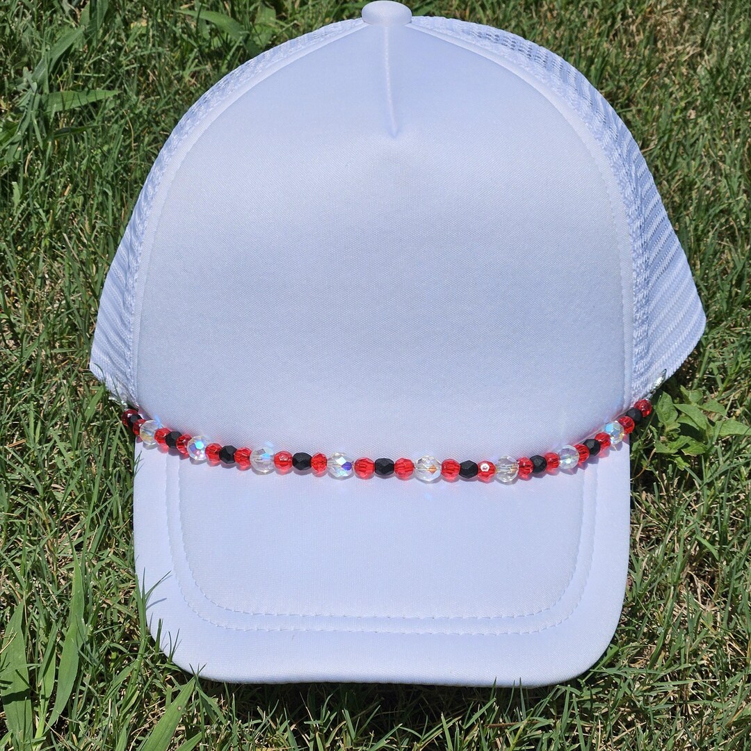 Beaded Trucker Hat Chain for Women, Red & Black Hat Accessory for ...