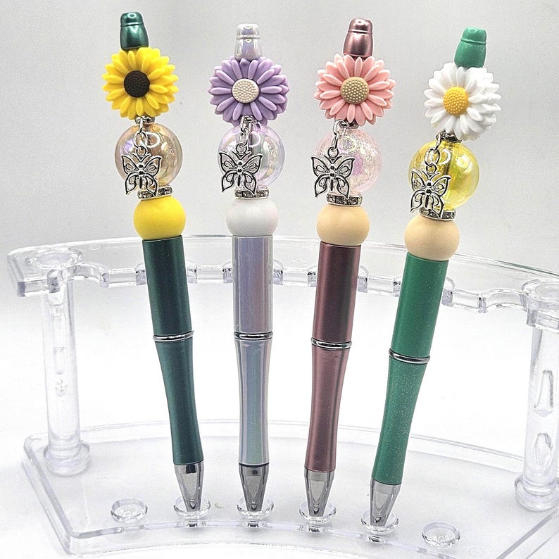 Beaded Pen With Flower | Cute Ballpoint Pen With Butterfly Charm ...