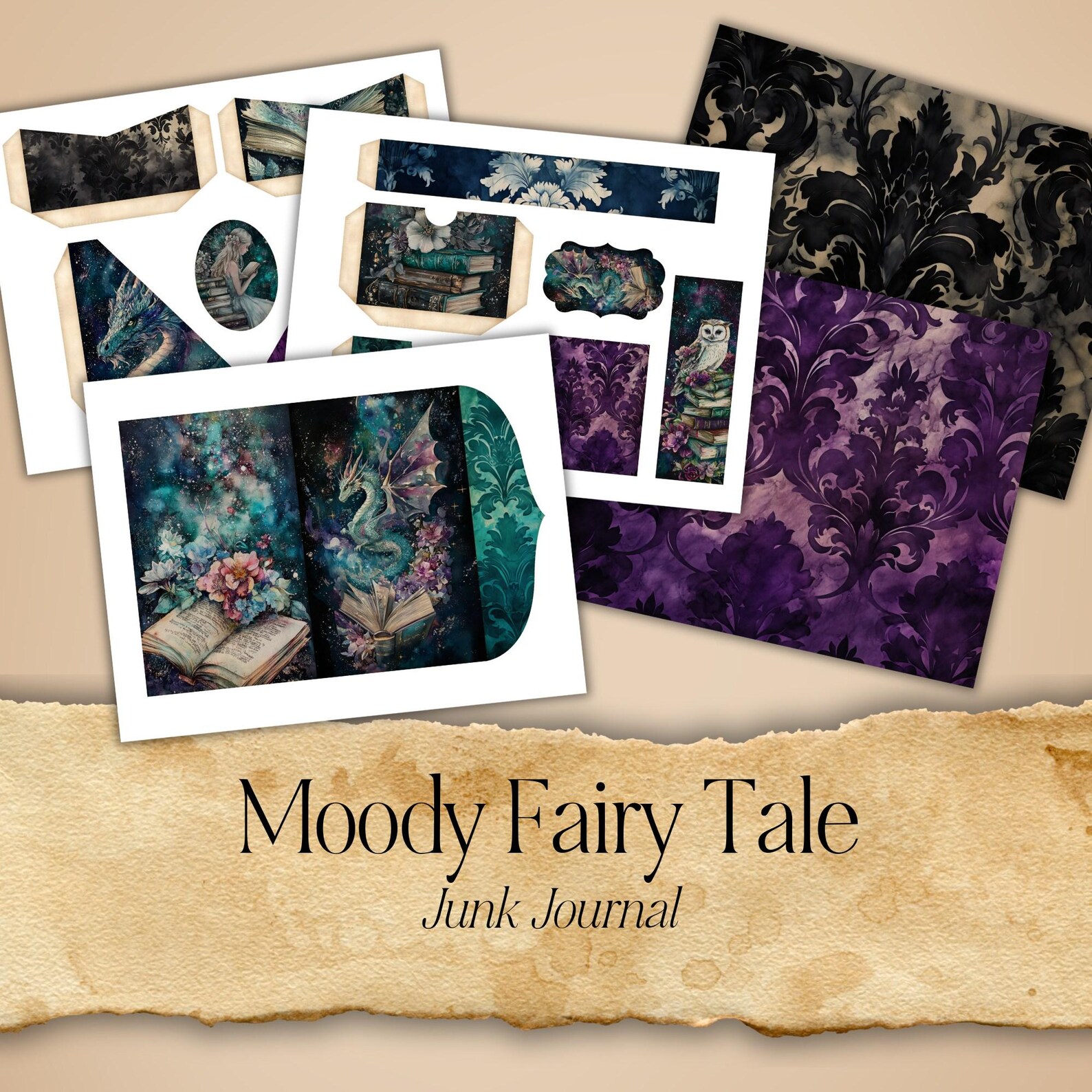 Moody Fairy Tale Junk Journal Folio | Dragons and Books Folio ...