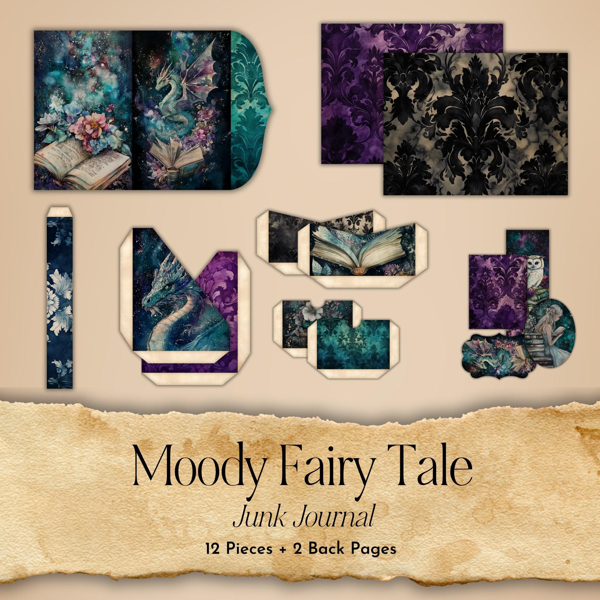 Moody Fairy Tale Junk Journal Folio | Dragons and Books Folio ...