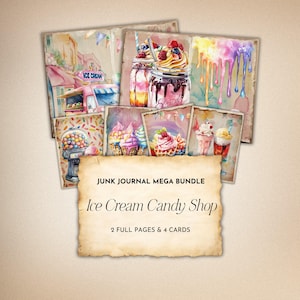 Ice Cream Candy Shop Junk Journal Kit | Rainbow Color Digital Junk ...