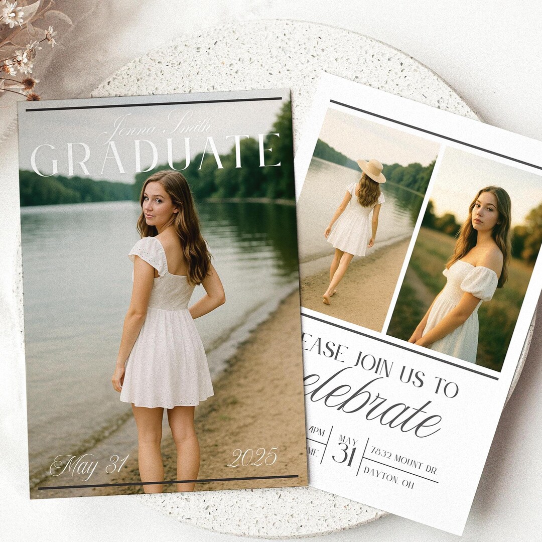 Editable Graduation Invitation Template | Canva Grad Party Card | 5x7 ...