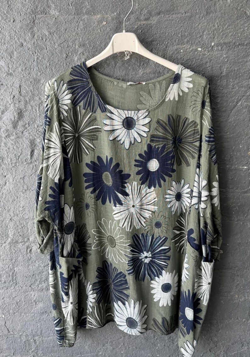 Ladies Plus Size Tunic Top With 2 Side Pocket | Oversized Cotton Floral Tunic Top | Loose Fit ...