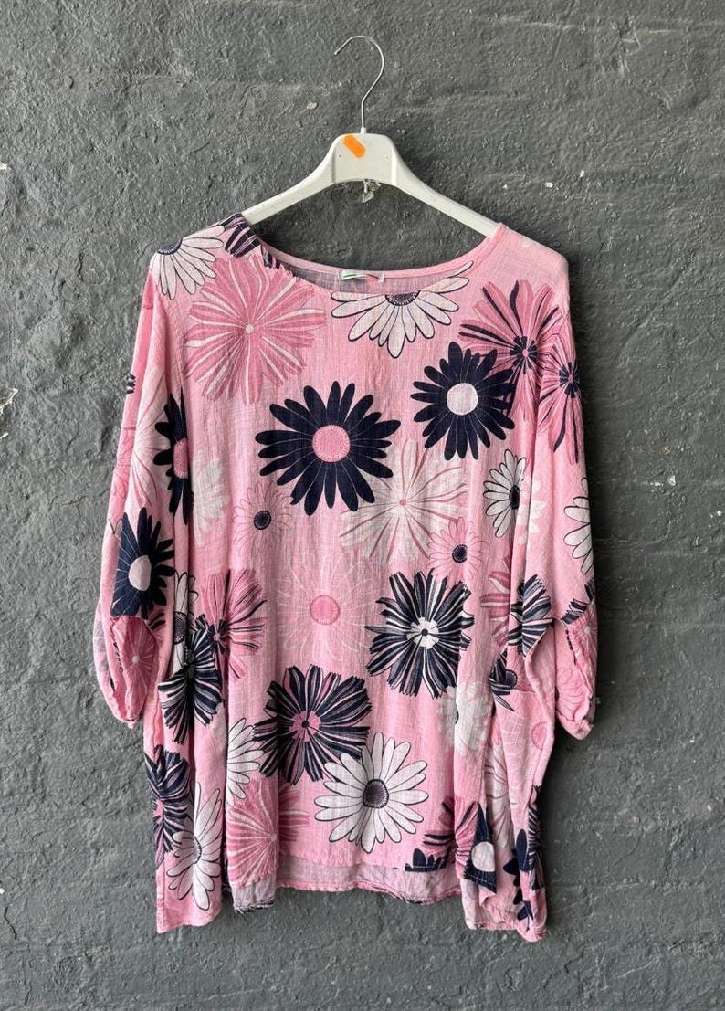 Ladies Plus Size Tunic Top With 2 Side Pocket | Oversized Cotton Floral Tunic Top | Loose Fit ...