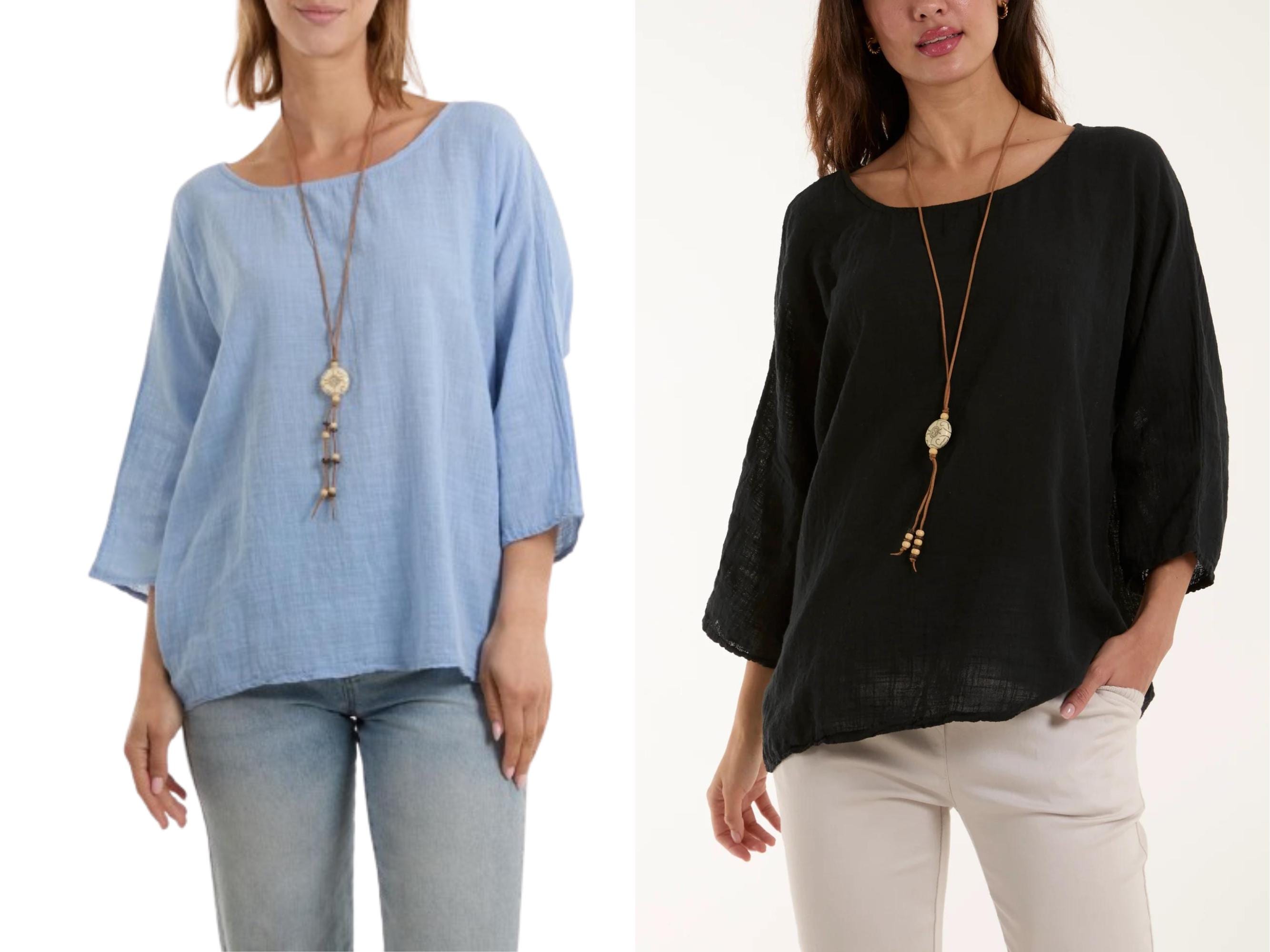 Ladies Cotton Tunic Top Batwing Oversized Blouse Lagenlook Women Loose ...