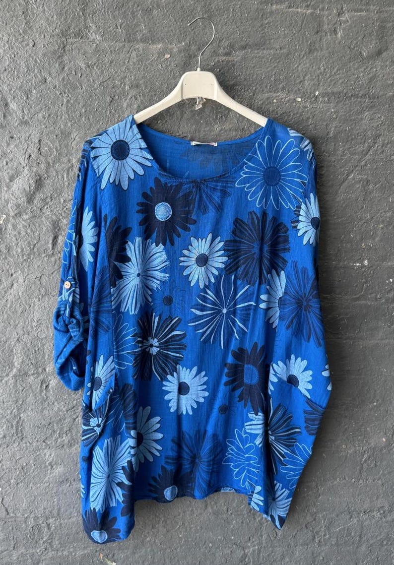 Ladies Plus Size Tunic Top With 2 Side Pocket | Oversized Cotton Floral Tunic Top | Loose Fit ...