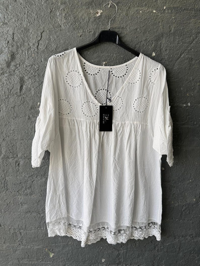 Italian Cotton Oversized Tunic Top, Plus Size, Lightweight Summer Top ...