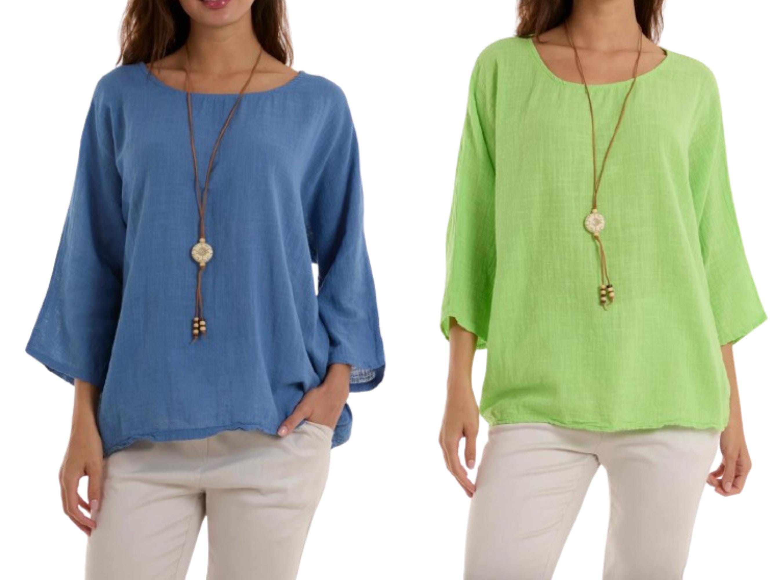 Ladies Cotton Tunic Top Batwing Oversized Blouse Lagenlook Women Loose ...