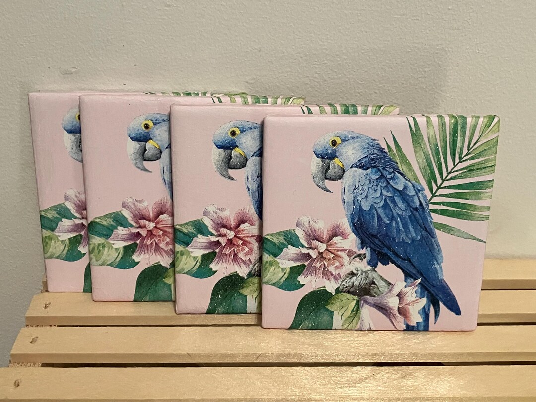 Hyacinth Mccaw Coaster Set, Home Decor, Nature Decor, Parrot Decor - Etsy