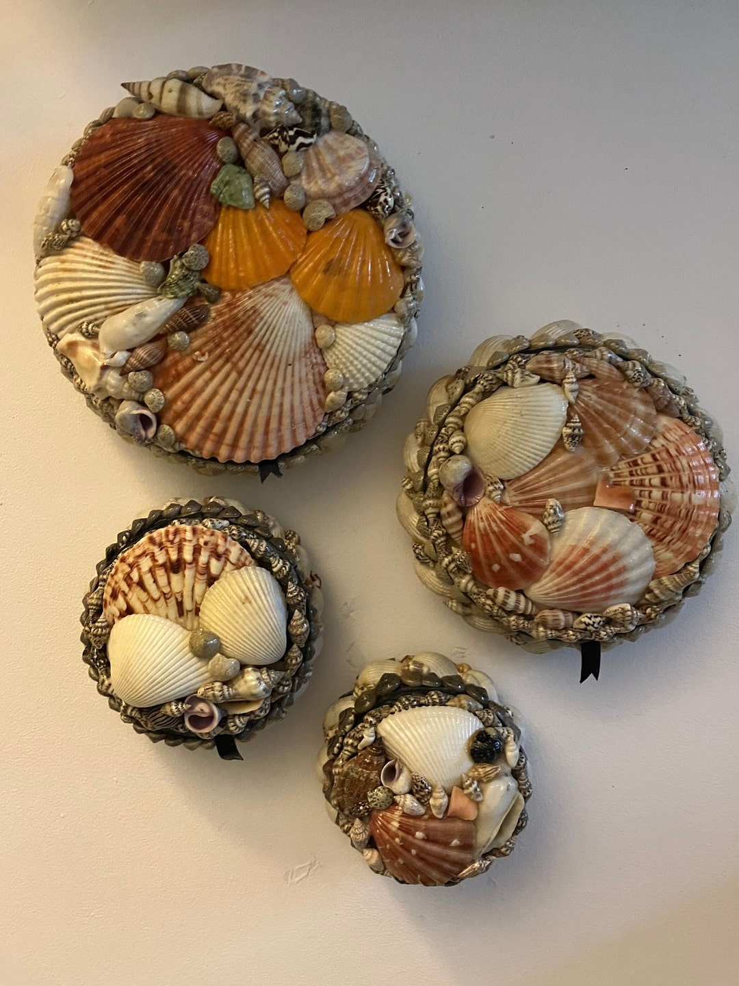 Seashell Jewelry Boxes round Vintage - Etsy