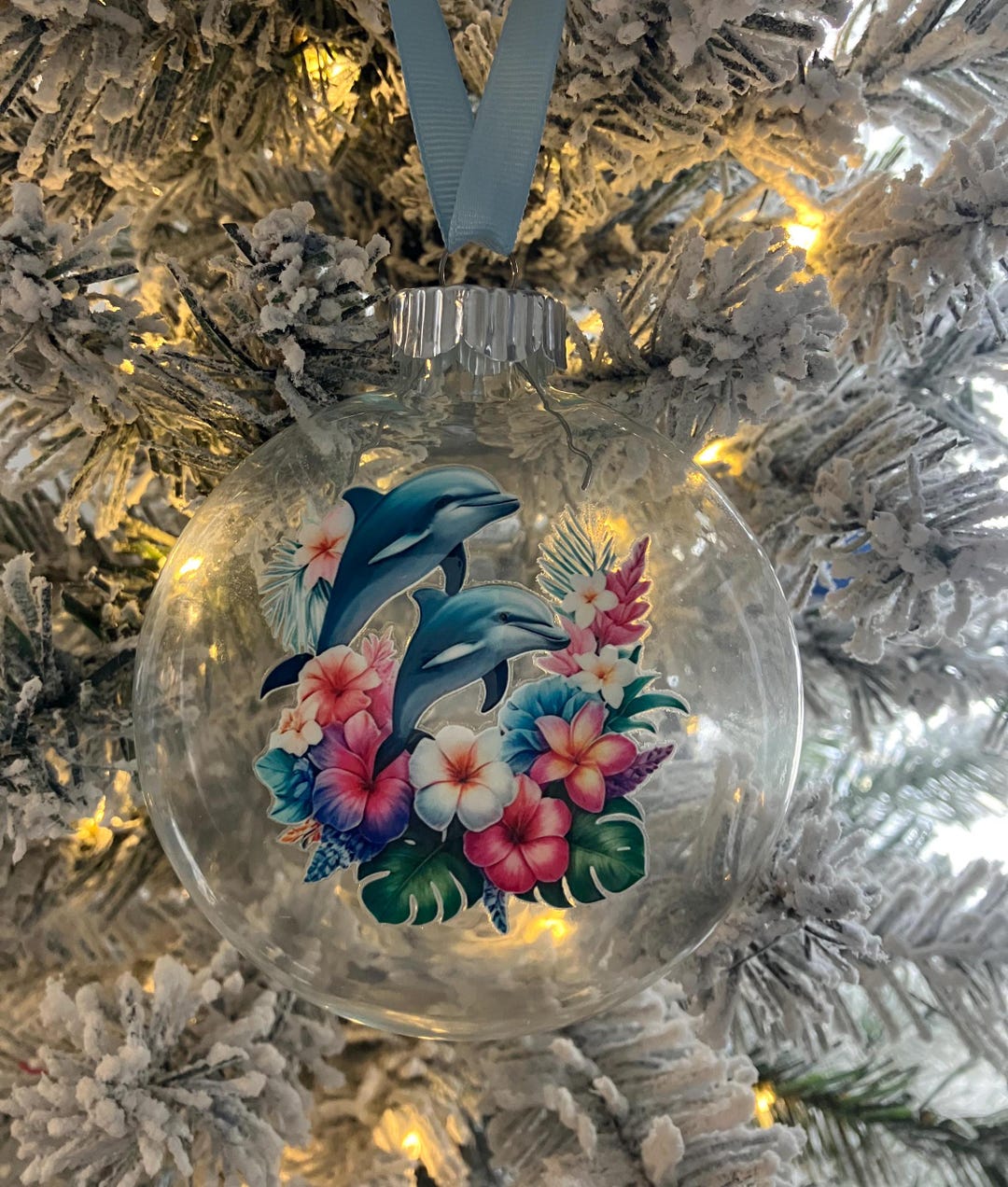 Dolphin Christmas Tree Ornament: Tropical Holiday Decor (4") - Etsy