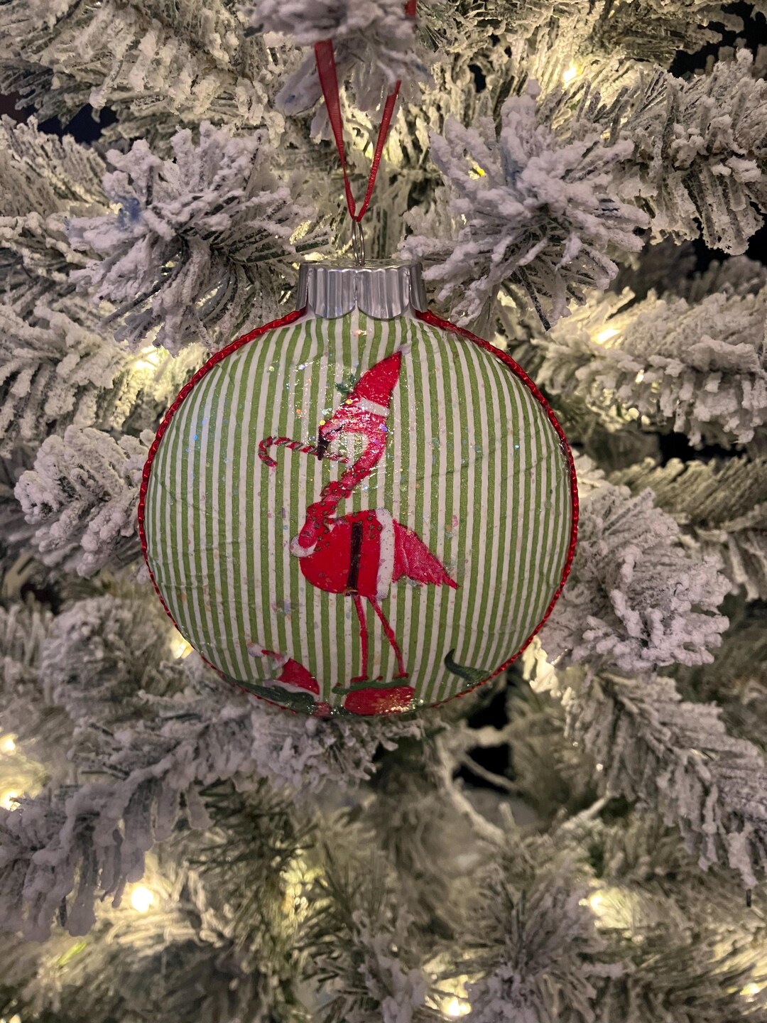 Flamingo & Alligator Christmas Tree Ornament: Whimsical Holiday Decor ...