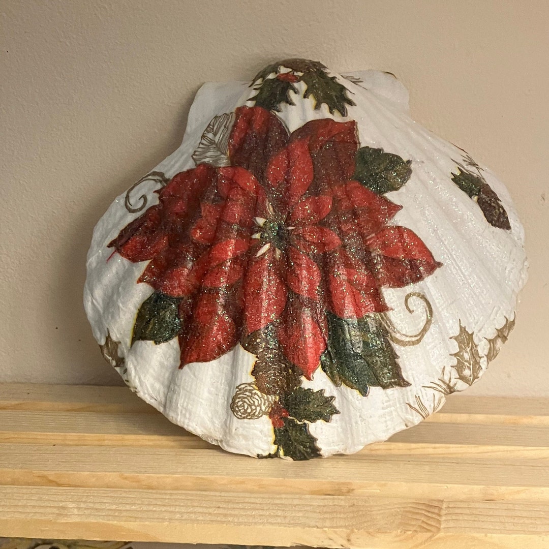 Shell Art Christmas Poinsettia - Etsy